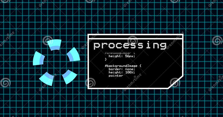 Programing Coding Process On Terminal Control Panel Data Processing Panel With Grid Line Stock
