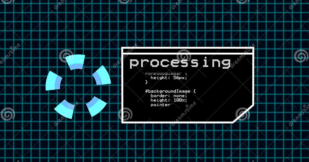 Programing Coding Process On Terminal Control Panel Data Processing Panel With Grid Line Stock