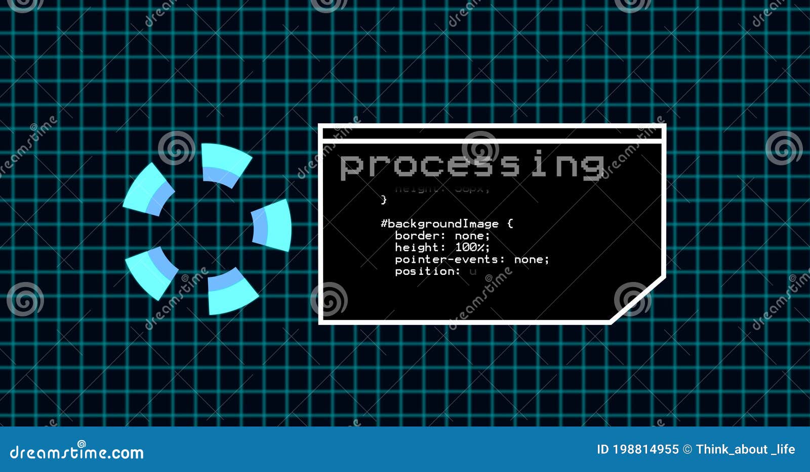 Programing Coding Process On Terminal Control Panel Data Processing Panel With Grid Line Stock