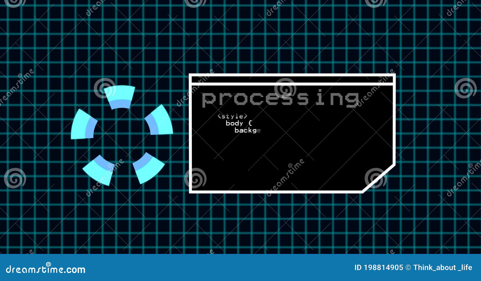 Programing Coding Process On Terminal Control Panel. Data Processing ...