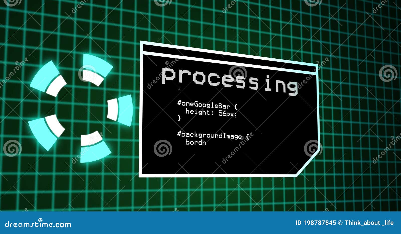 Programing Coding Process On Terminal Control Panel Data Processing Panel With Grid Line Stock