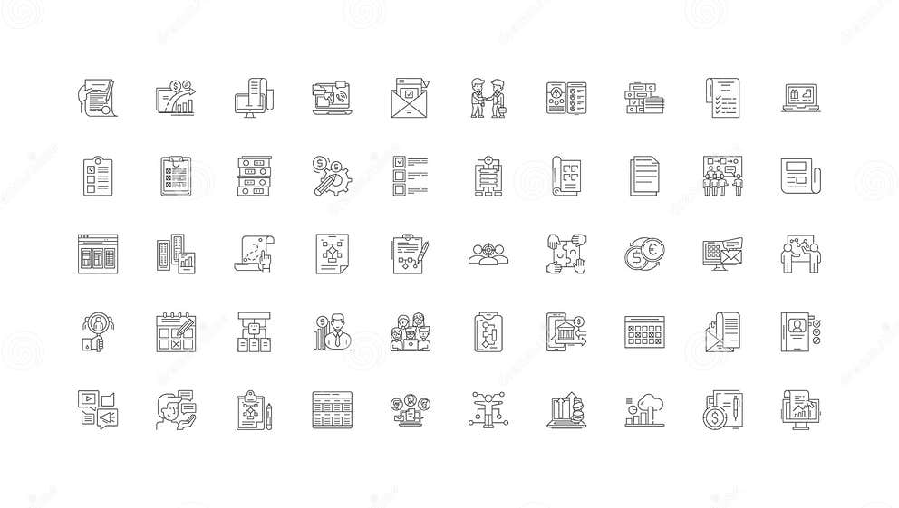 Programm Concept Illustration Linear Icons Line Signs Set Vector Collection Stock Vector