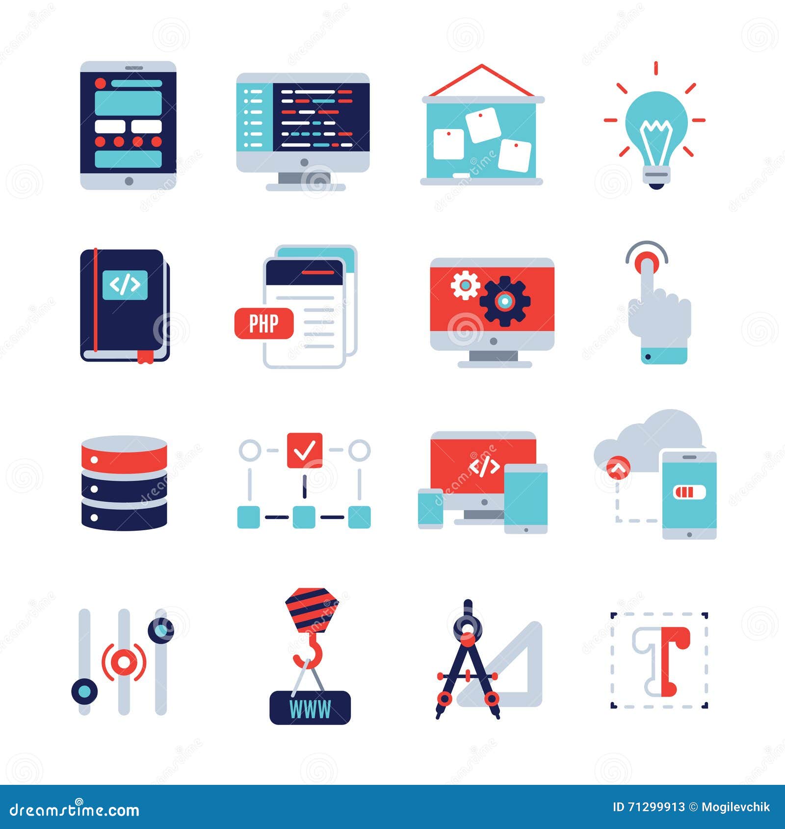 Programm Development Flat Icon Set Stock Vector - Illustration of icons ...