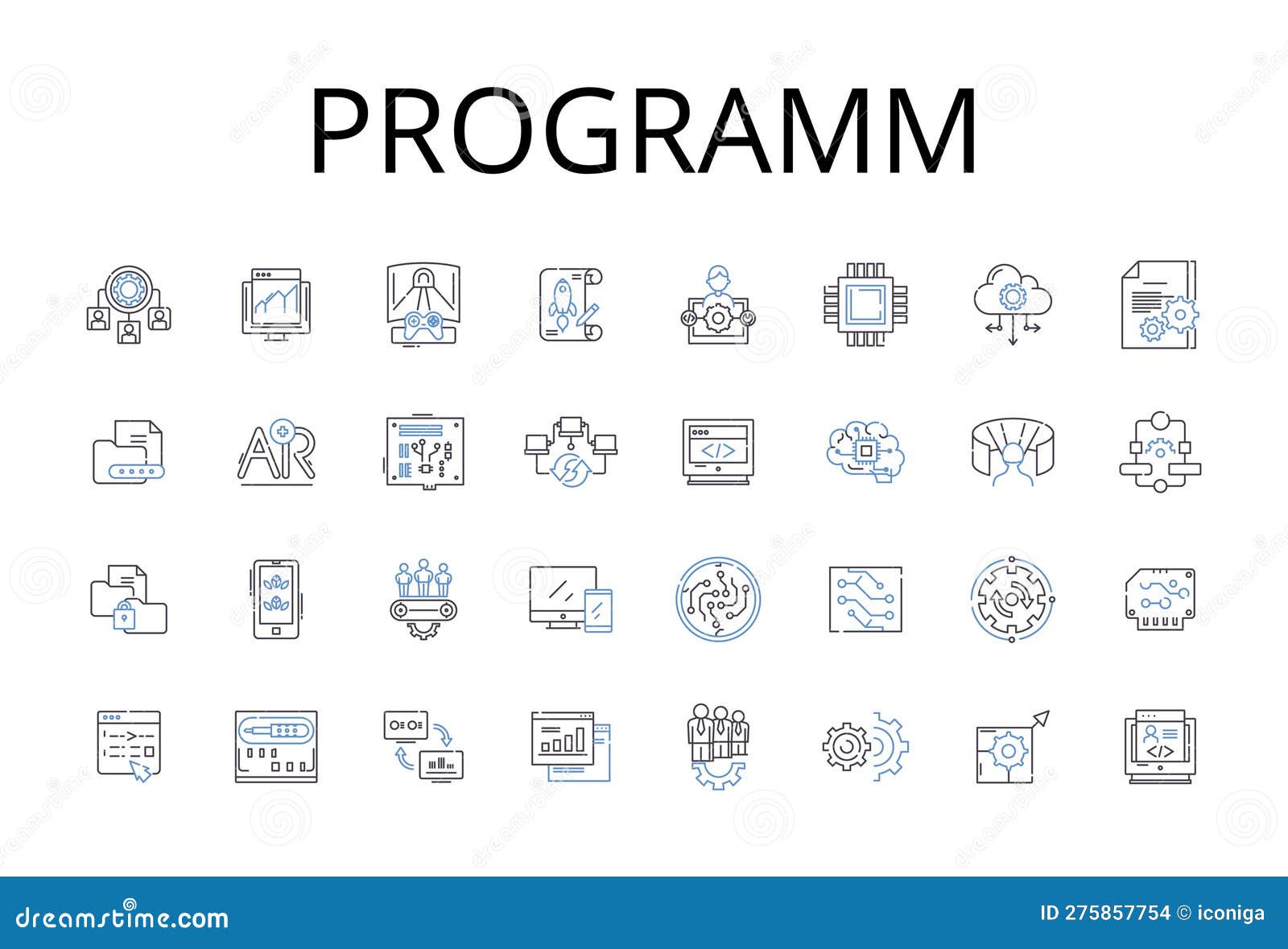 Programm Line Icons Signs Set Design Collection Of Program Programming Software Routine