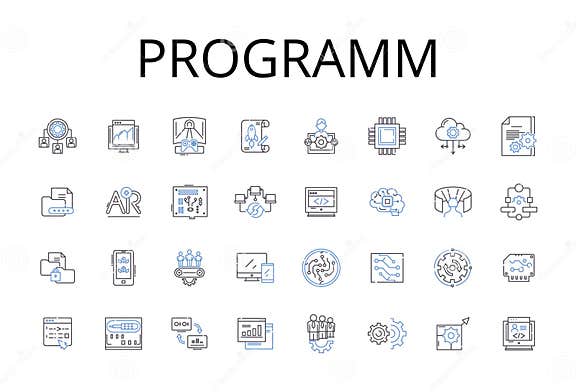 Programm Line Icons Collection Project System Application Application Software Software
