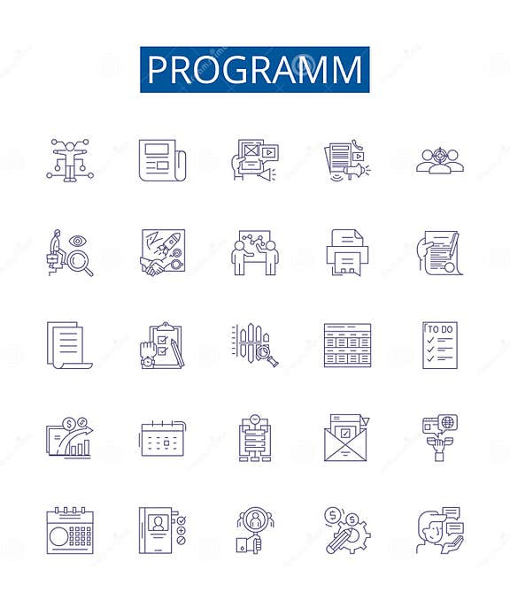 Programm Line Icons Signs Set Design Collection Of Program Programming Software Routine 1443