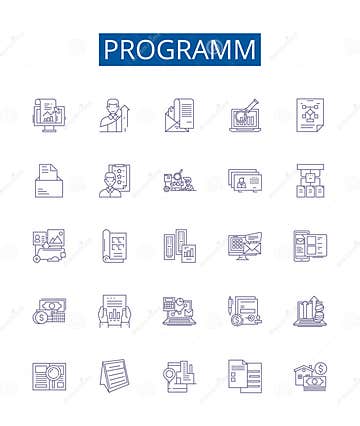 Programm Line Icons Signs Set. Design Collection of Program, Programming, Software, Routine ...