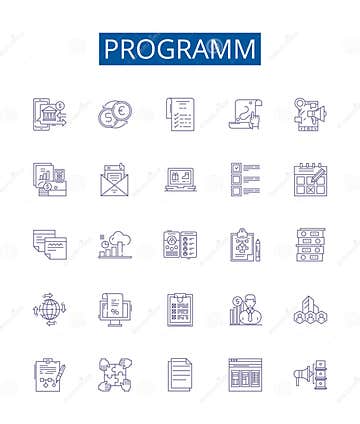 Programm Line Icons Signs Set. Design Collection of Program, Programming, Software, Routine ...