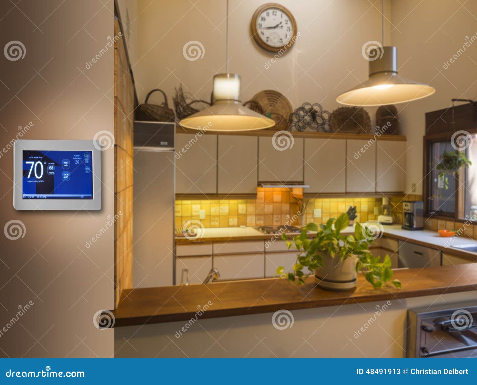 Programmable Electronic Thermostat Stock Image - Image of button ...