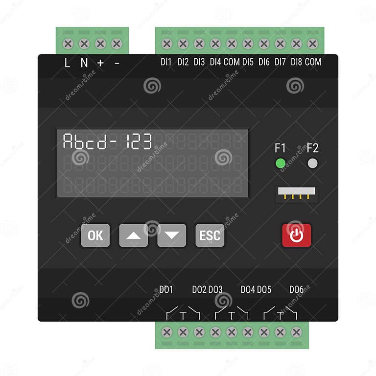 Programmable Logic Controller for DIN Rail Mount Stock Illustration - Illustration of isolated ...