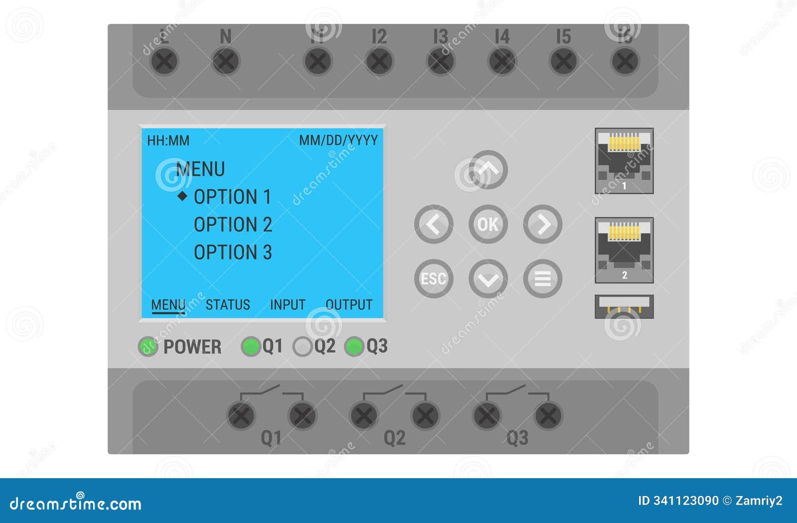 Programmable Logic Controller Stock Vector - Illustration of output, contactor: 341123090