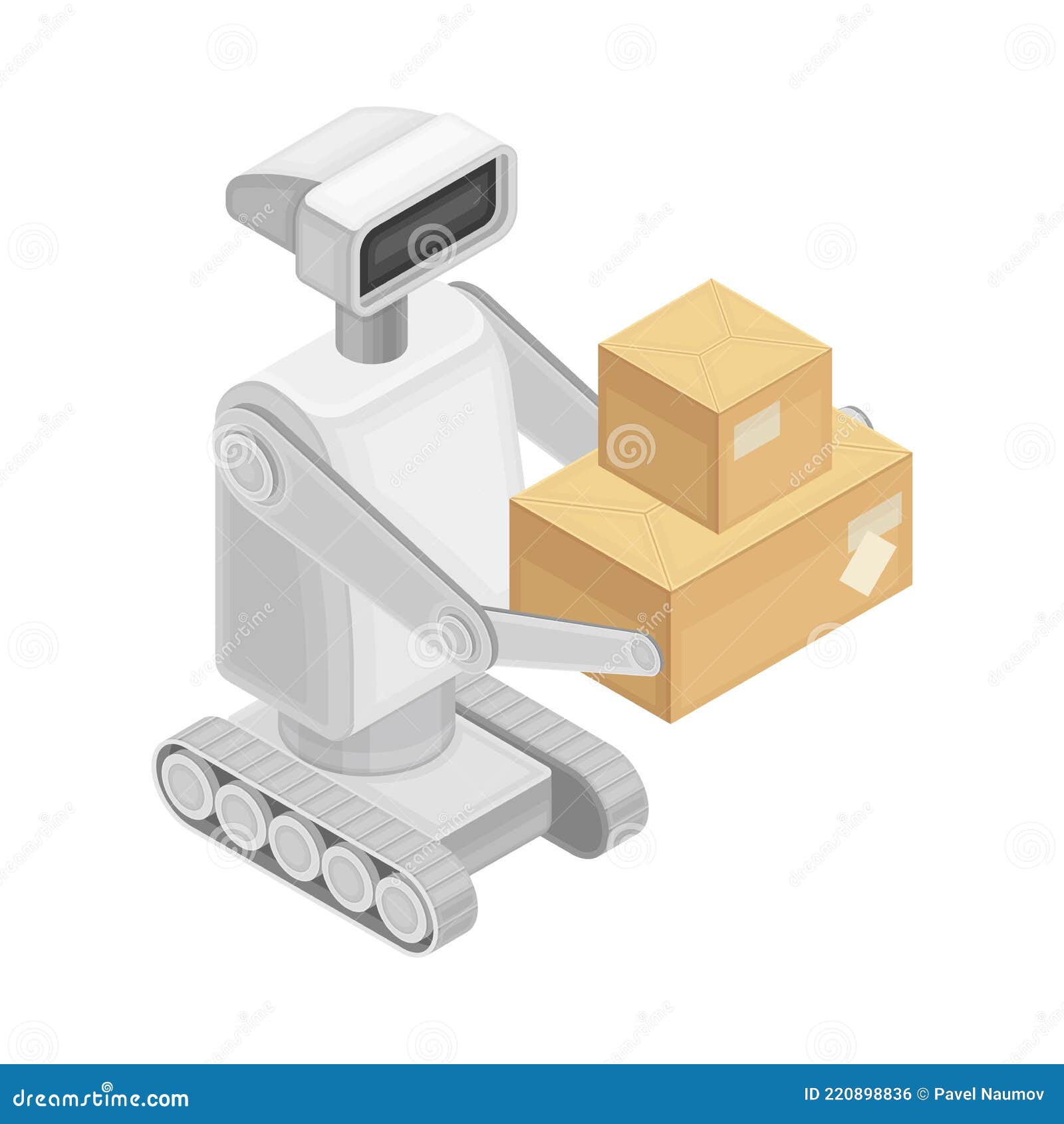Programmable Robot Machine Delivering Parcels As Smart City Isometric ...