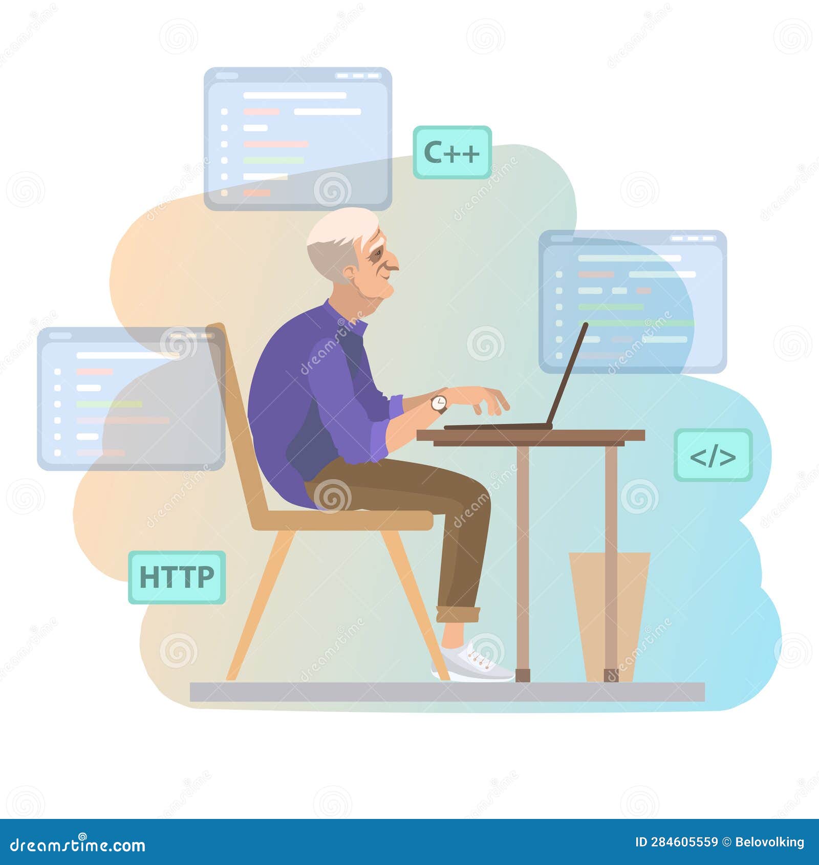 Programmar 2 stock vector. Illustration of laptop, cartoon - 284605559