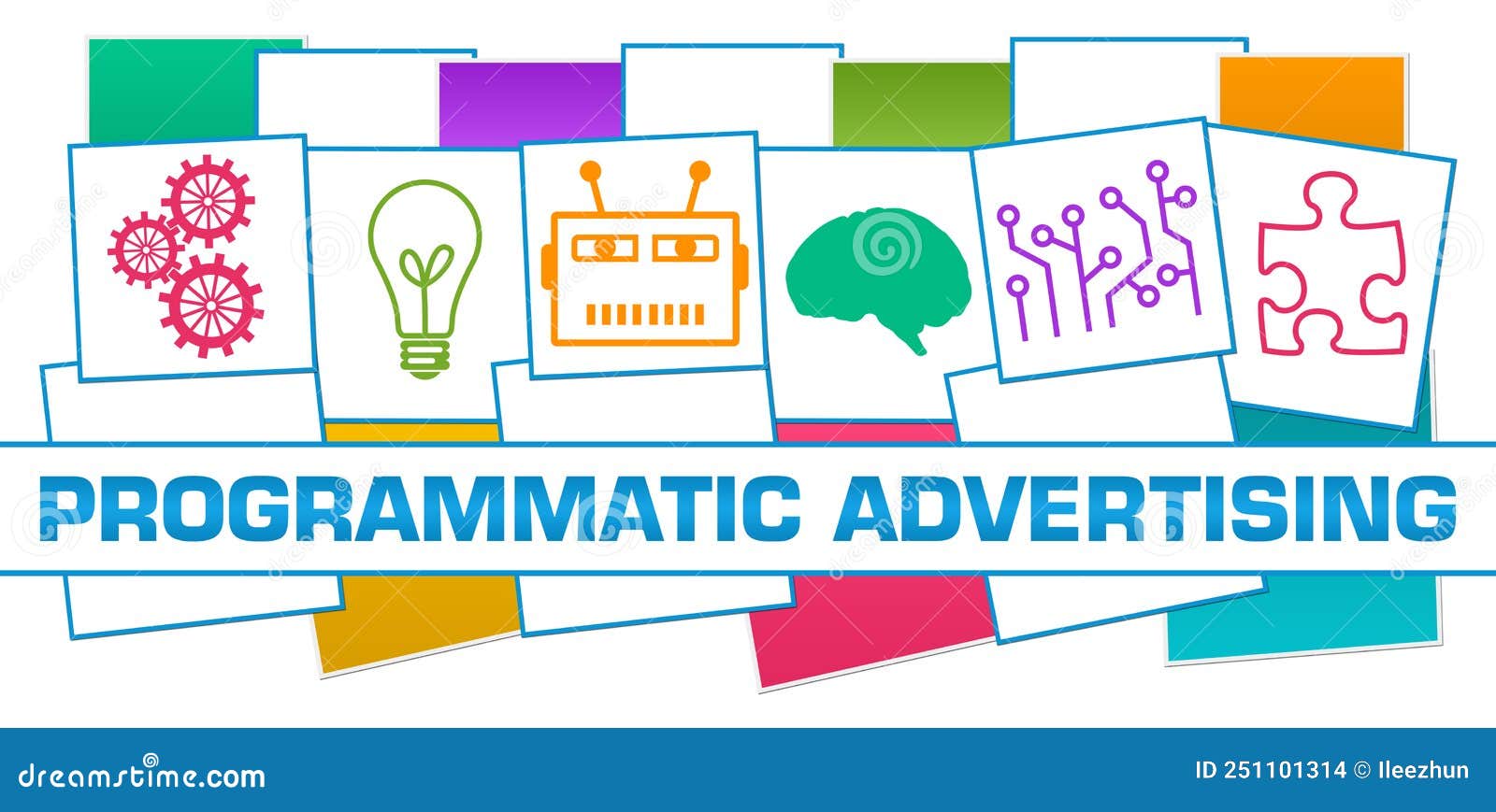 Programmatic Advertising Colorful Business Symbols Squares Grid Stock ...