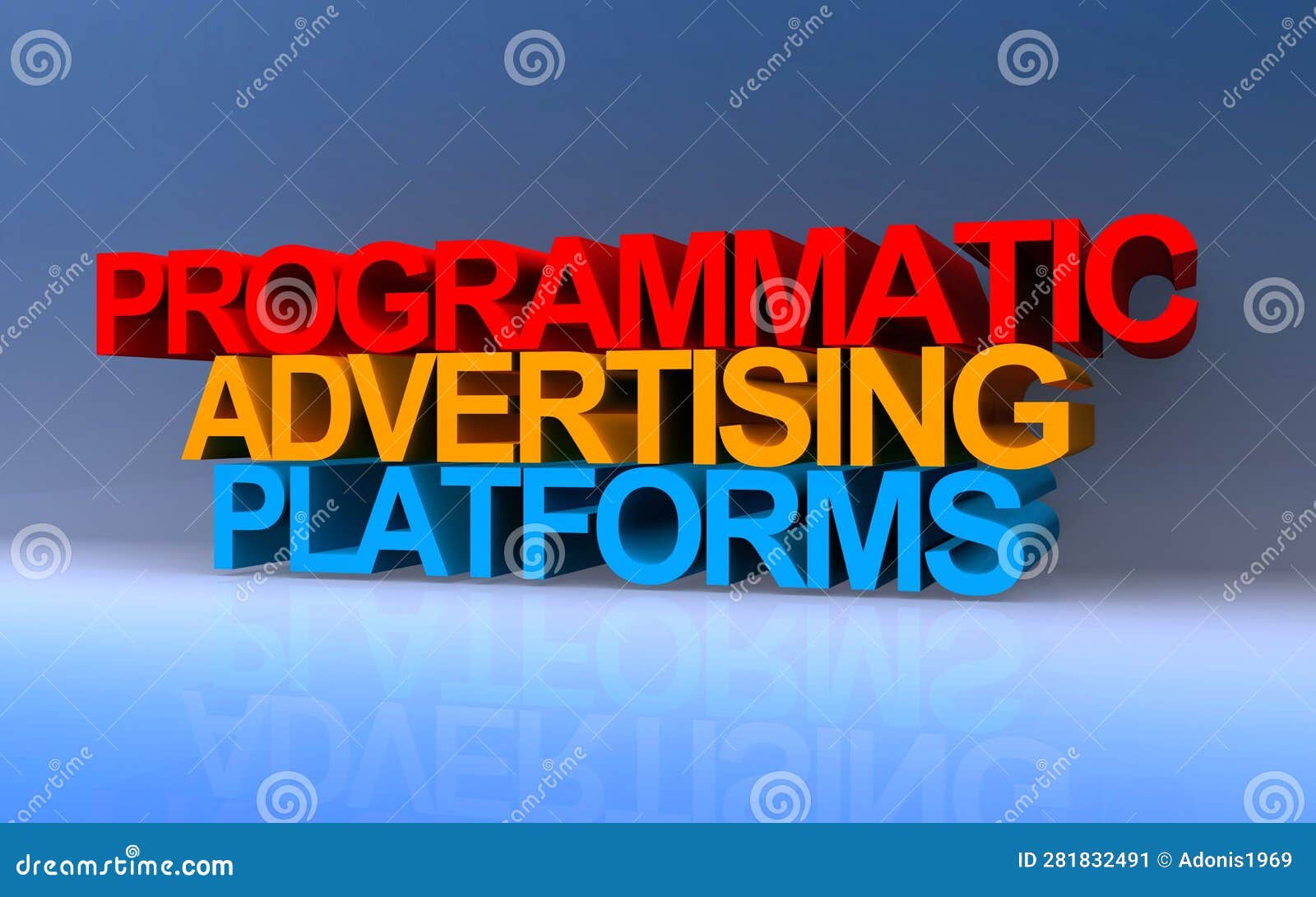 Programmatic Advertising Platforms on Blue Stock Illustration ...