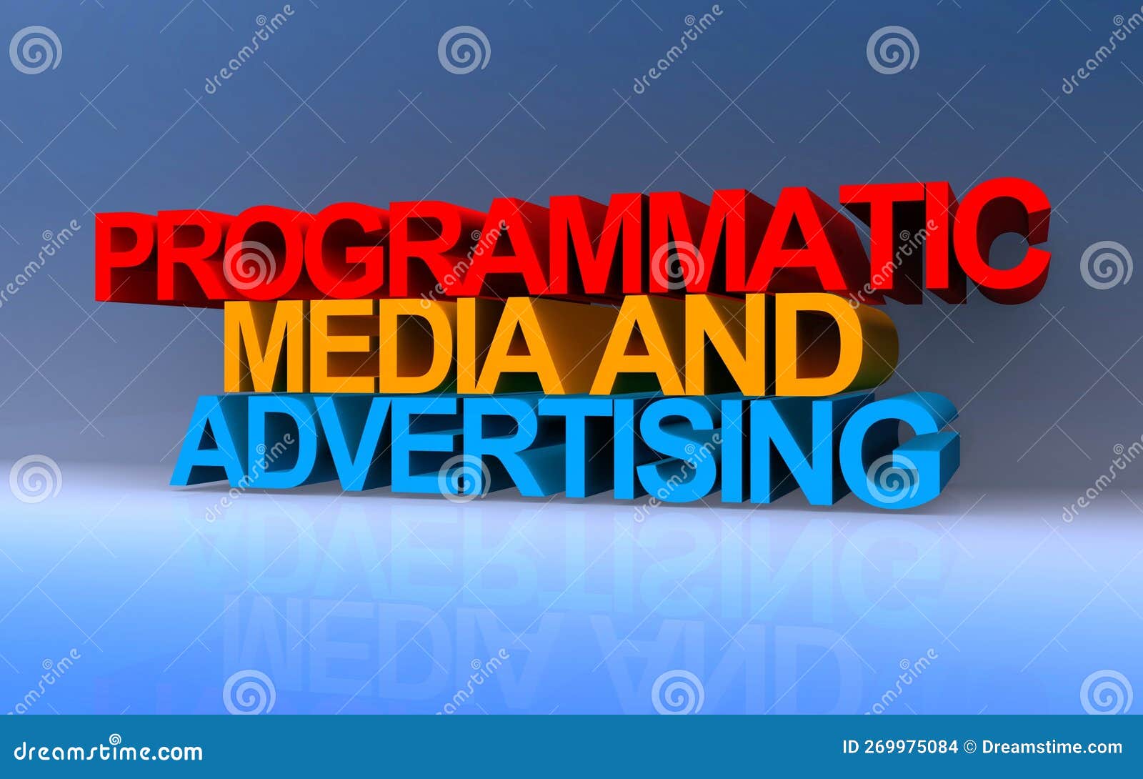 Programmatic Media and Advertising on Blue Stock Illustration ...