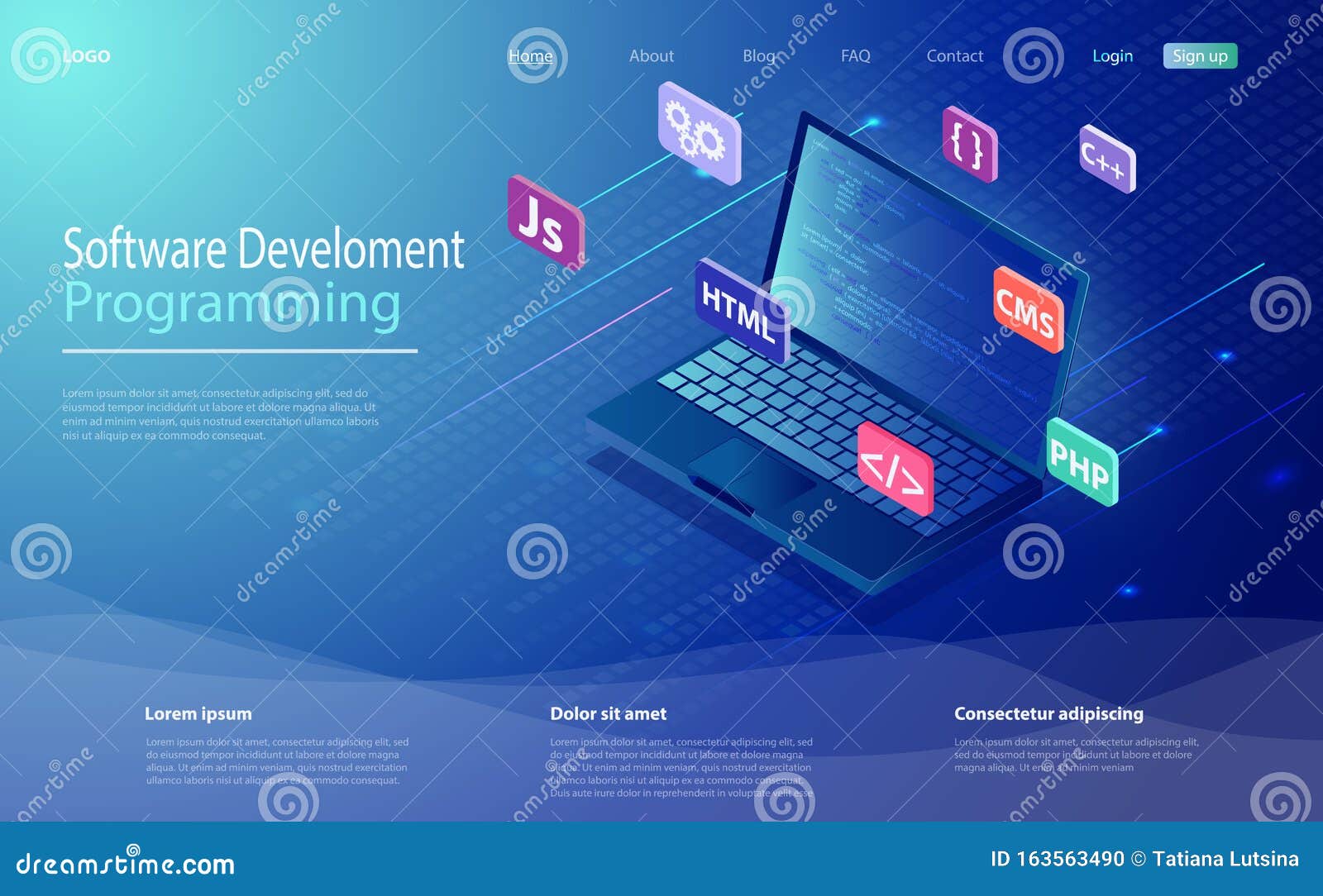 Programmazione, Software, Icona Isometrica Del Concetto Di Sviluppo Web ...