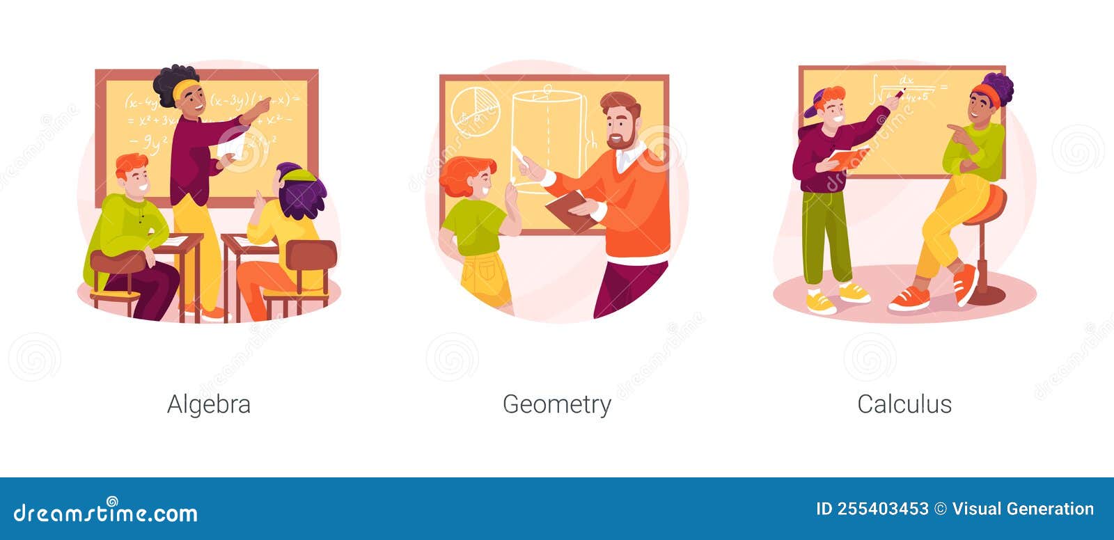 Programme De Mathématiques Du Secondaire Dessin Animé Vectoriel Ensemble Illustration de Vecteur ...