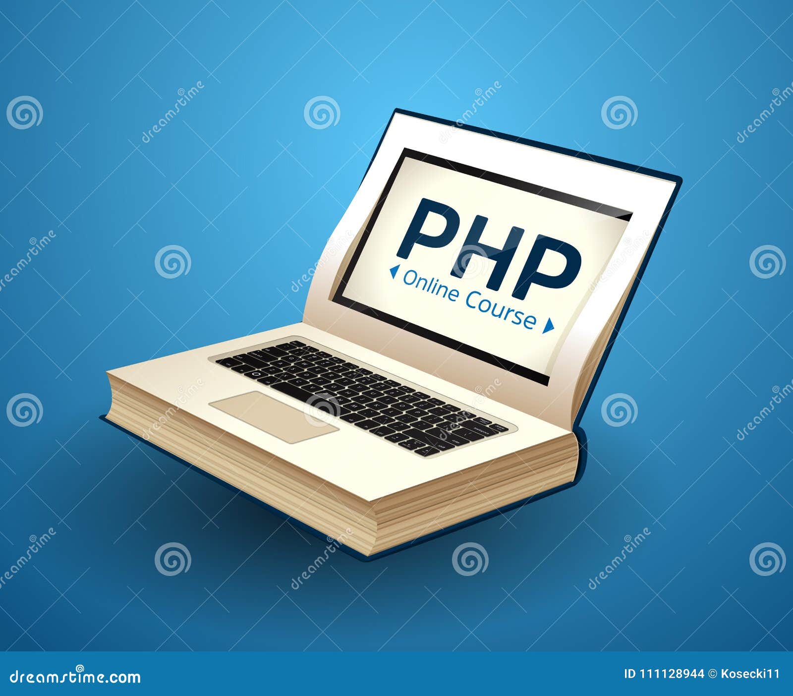 Programmeertaalconcept - PHP, CSS, XML, HTML, Javascript-het Leren - Boek Als Laptop Vector ...