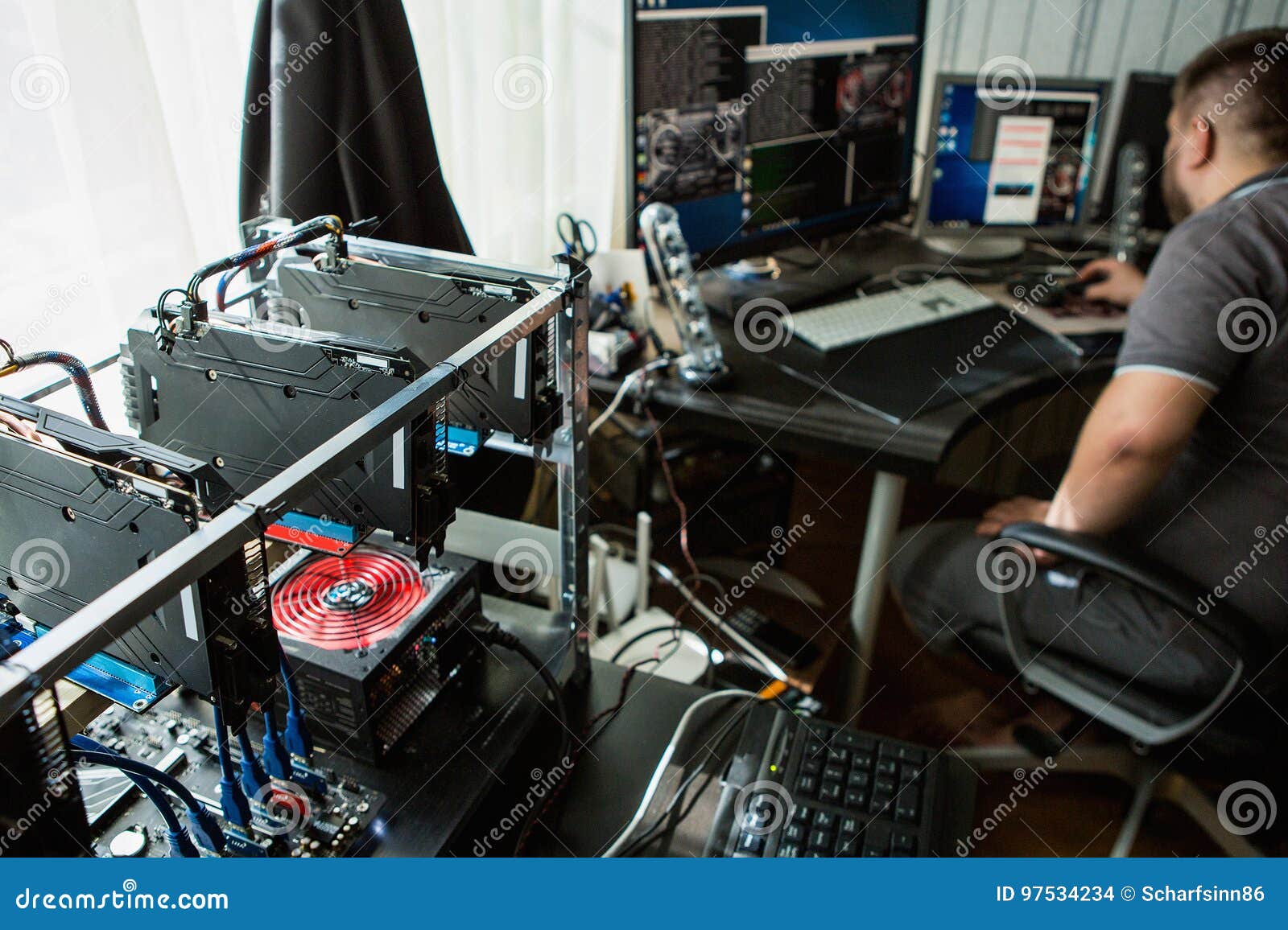 Programmer bitcoin mining stock photo. Image of cryptocurrency - 97534234