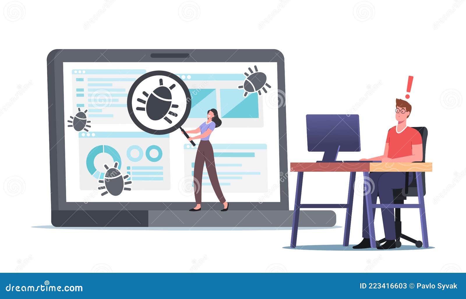 Programmer Characters Catch Bugs Debugging Process Programming Coding Create App