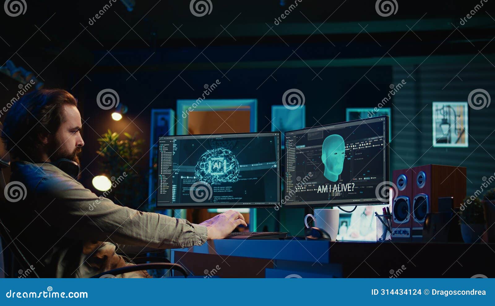 Programmer Chatting with Conscious AI Superintelligence Having Moral ...