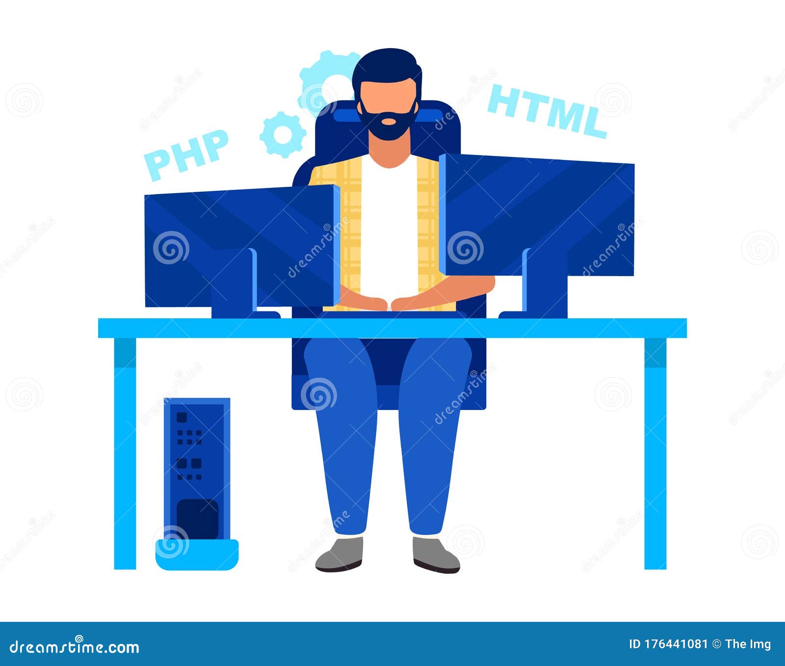 Programmer, Coder Flat Vector Illustration Stock Vector - Illustration ... Programmer, Coder Flat Vector Illustration Stock Vector - Illustration ...
