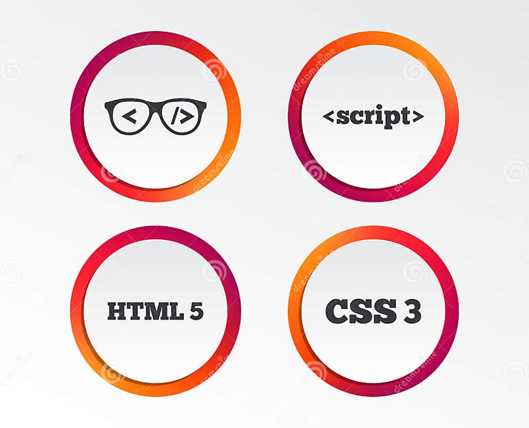 Programmer Coder Glasses Html Markup Language Stock Vector 9604