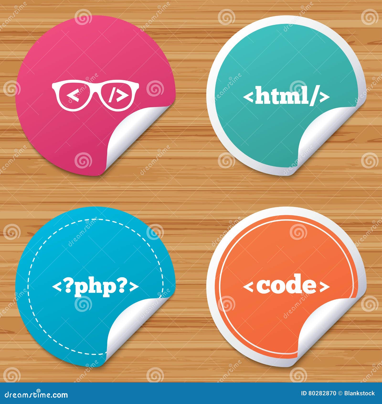 Programmer Coder Glasses. HTML Markup Language. Stock Vector ...