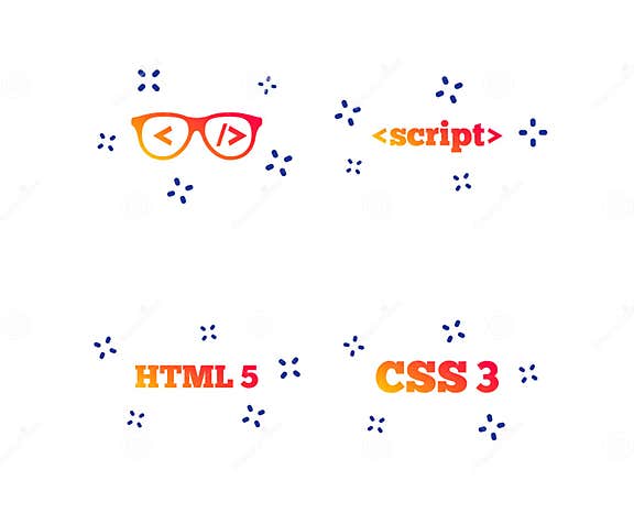Programmer Coder Glasses. HTML Markup Language. Vector Stock Vector ...