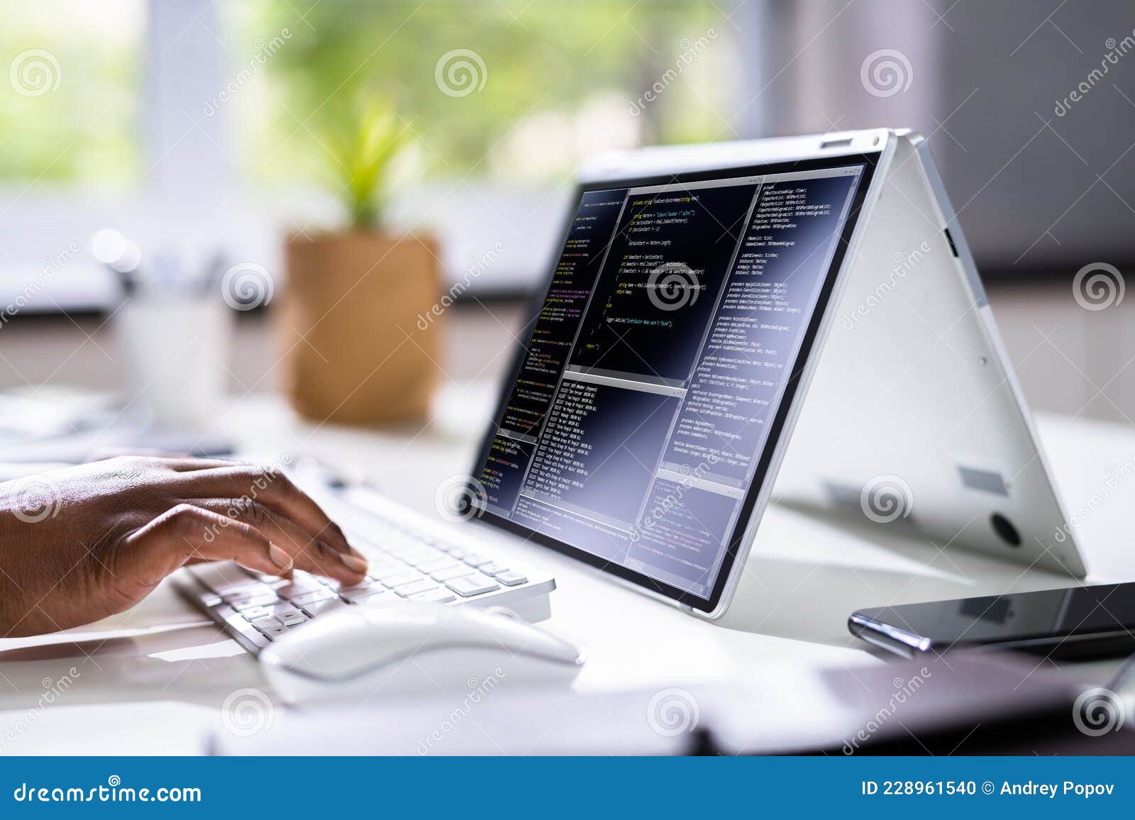 Programmer or Coder at Office Desk Stock Photo - Image of black ...