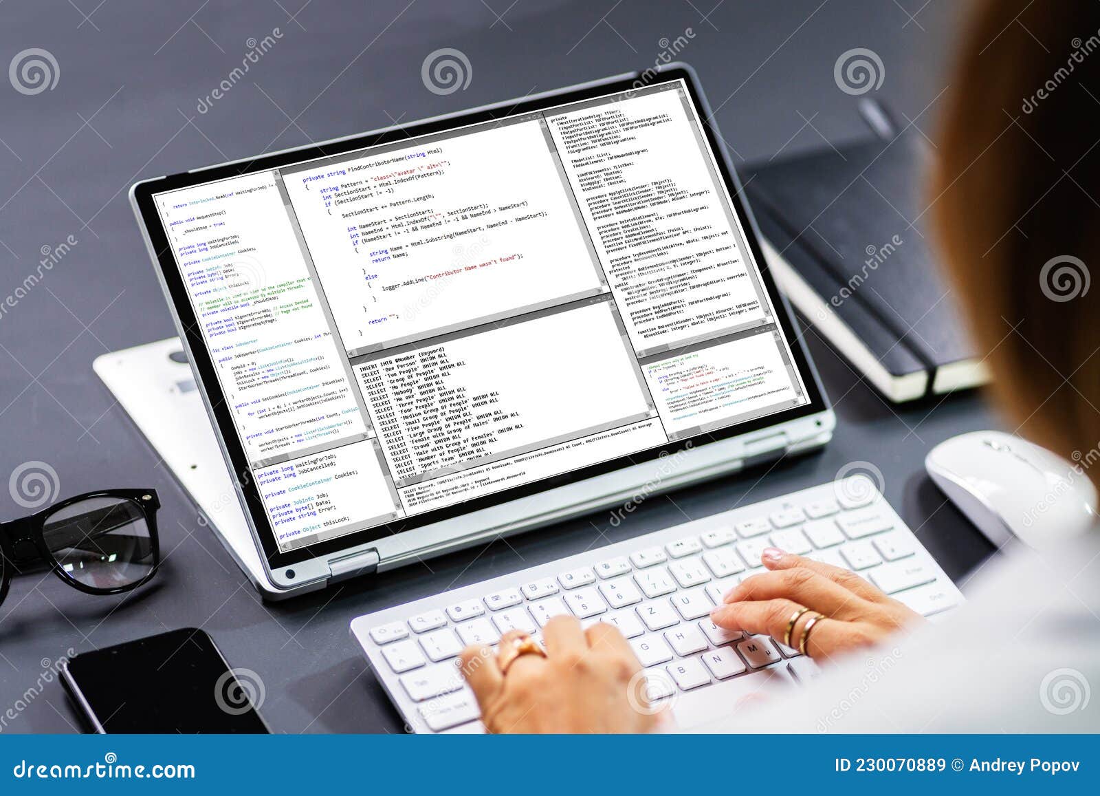 Programmer or Coder at Office Desk Stock Image - Image of back, chair ...