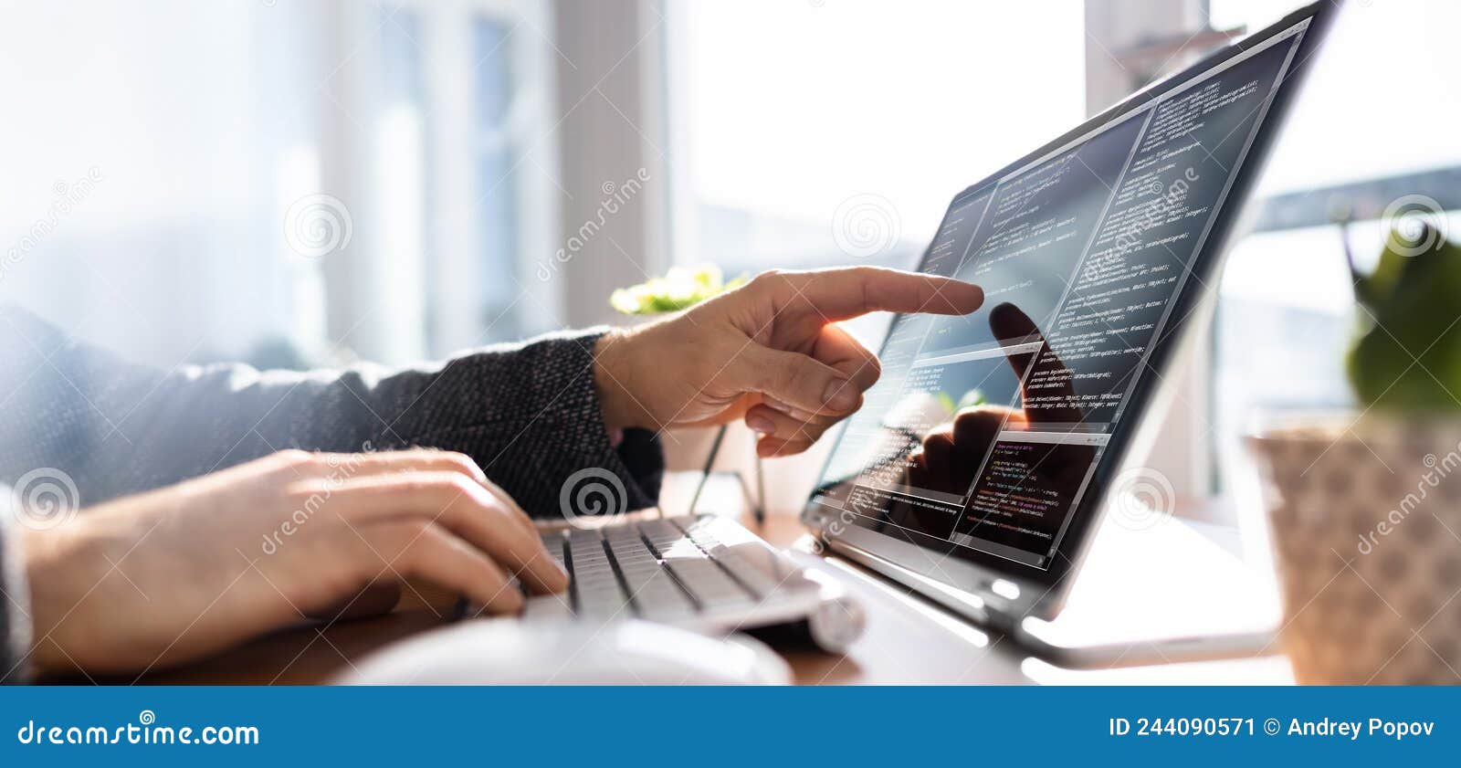 Programmer or Coder at Office Desk Stock Image - Image of development ...