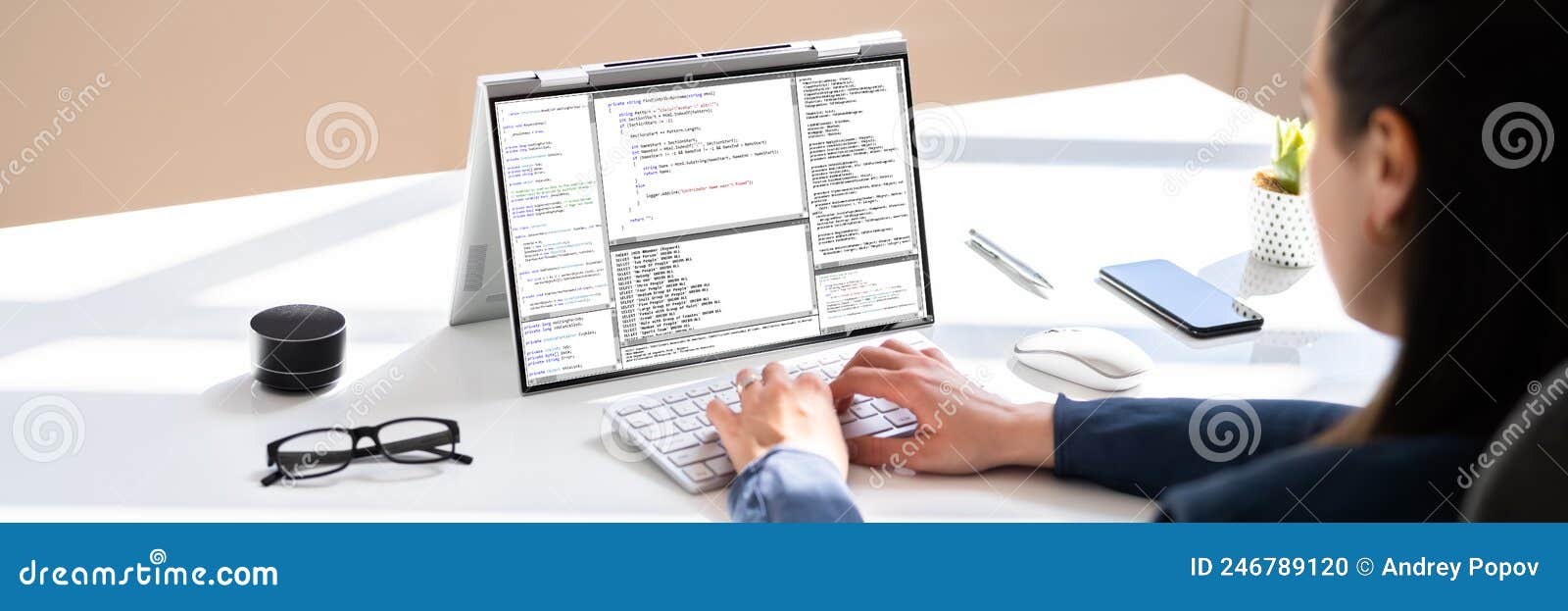 Programmer or Coder at Office Desk Stock Photo - Image of sitting ...