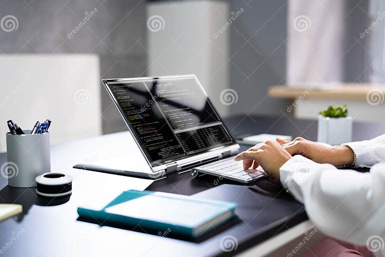 Programmer or Coder at Office Desk Stock Image - Image of developers ...