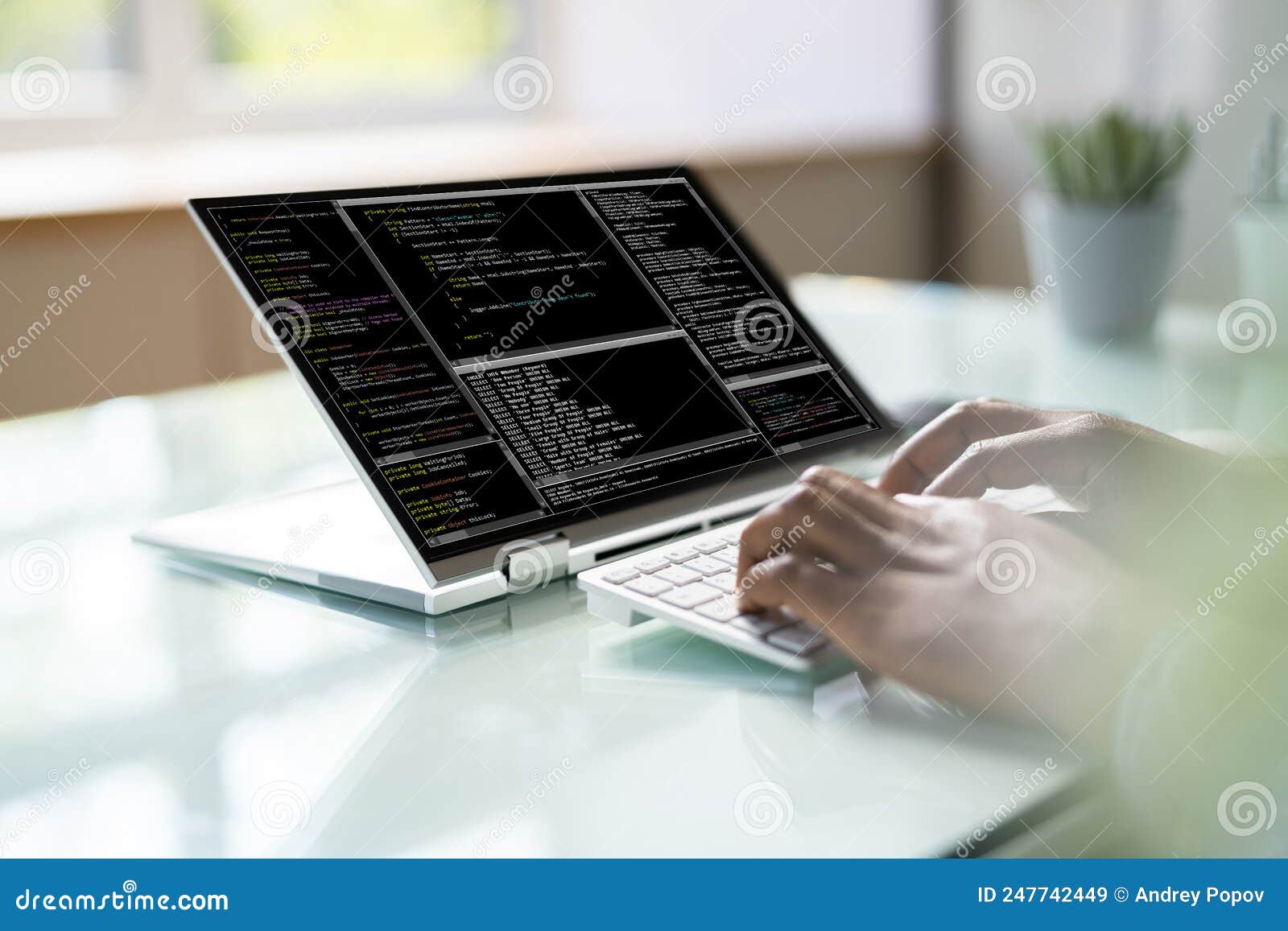 Programmer or Coder at Office Desk Stock Image - Image of digital ...