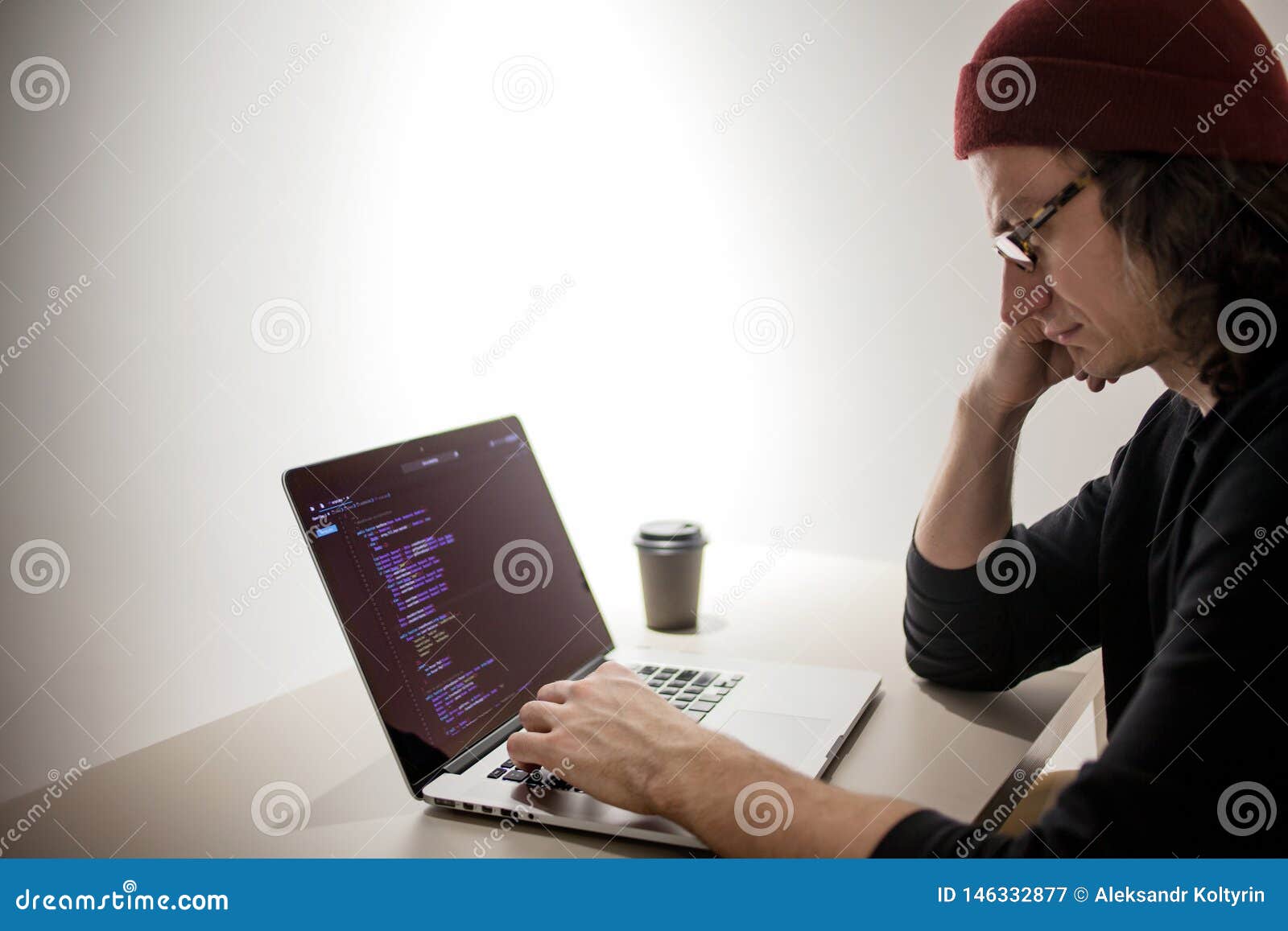 Programmer And Coder Working In The Development Environment Programmer`s Workplace Stock Image