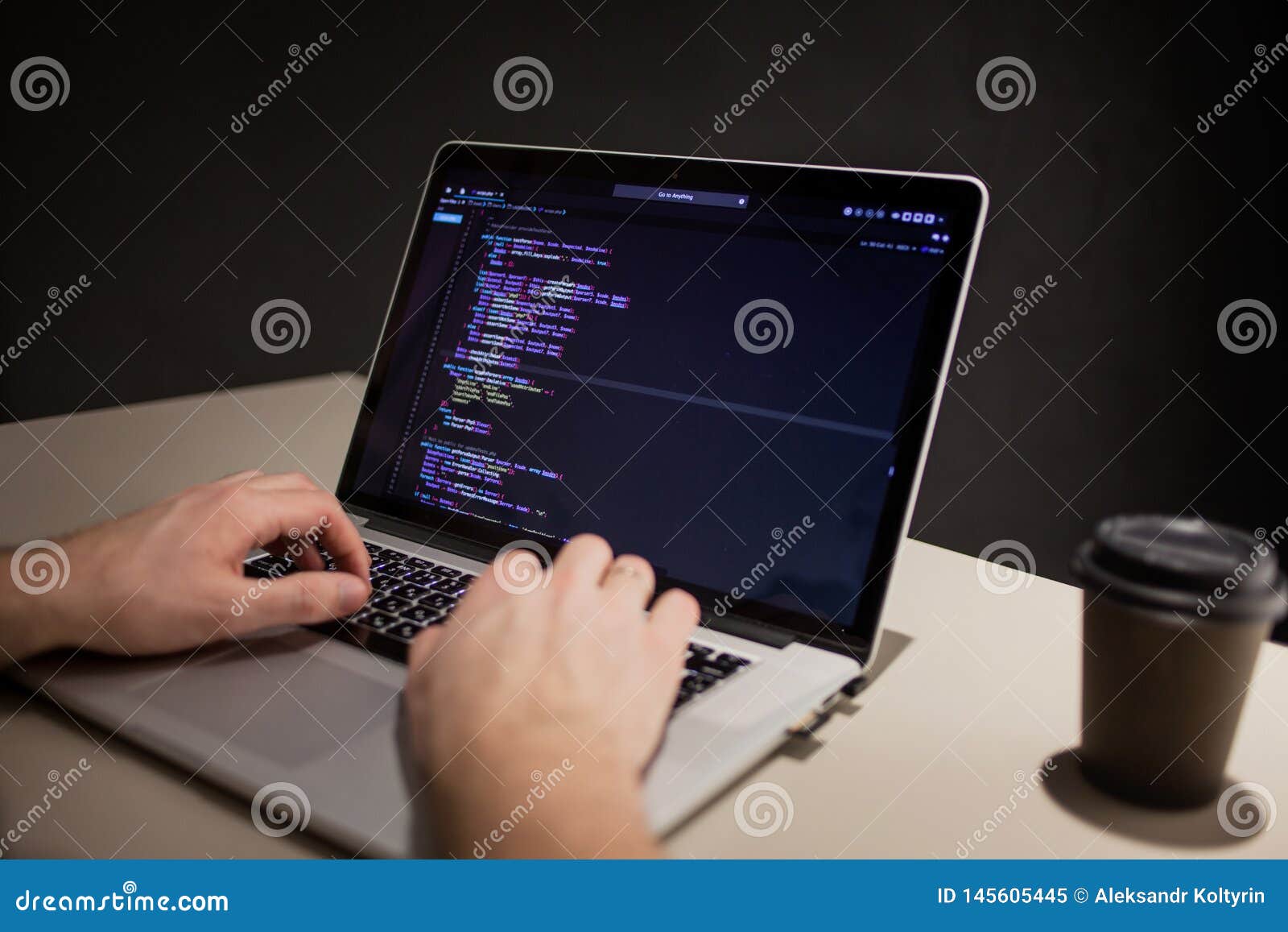 Programmer And Coder Working In The Development Environment Programmer`s Workplace Stock Image