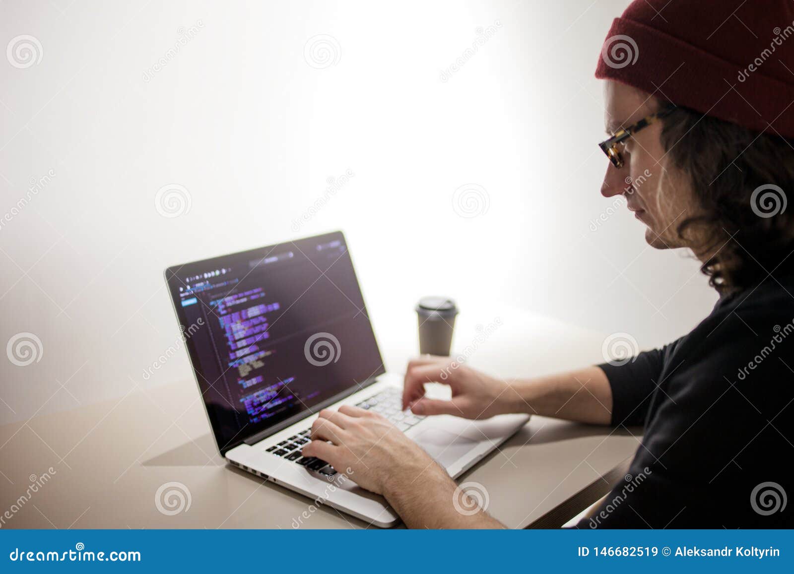Programmer And Coder Working In The Development Environment Programmer`s Workplace Stock Image