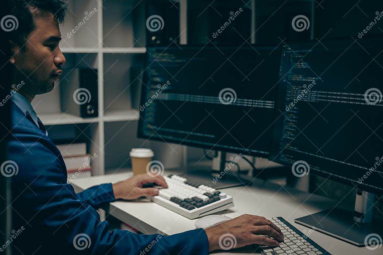 Programmer Coding Coder Works From Home Ready To Work On A Computer 