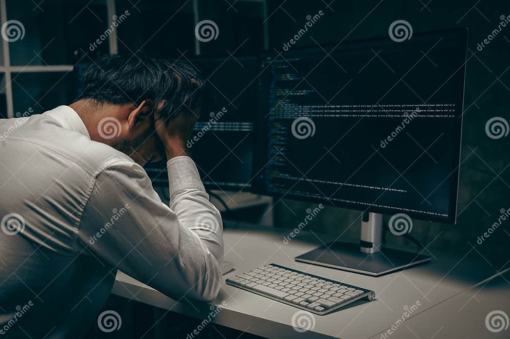 Programmer Coding Coder Works From Home Ready To Work On A Computer Screen Stock Image Image