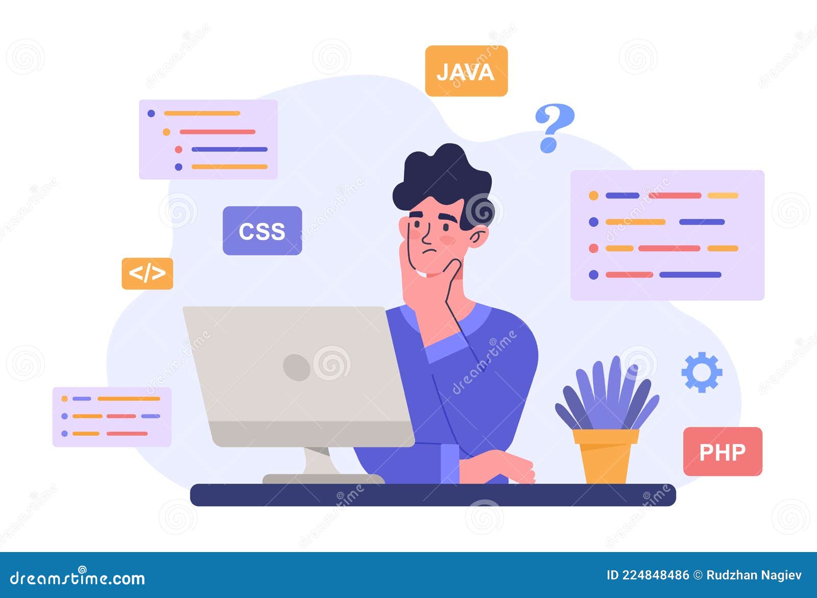 Programmer coding concept stock vector. Illustration of support - 224848486