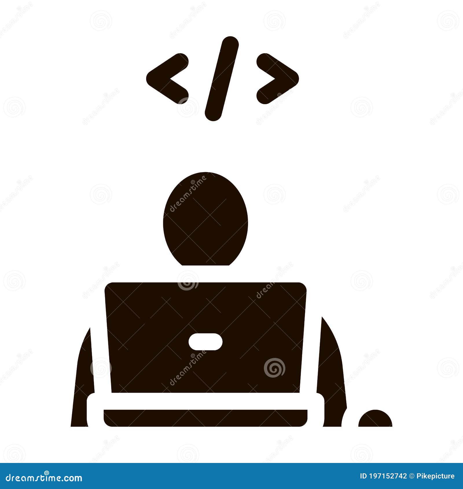 Programmer Coding Laptop Vector Icon Stock Vector - Illustration of ...