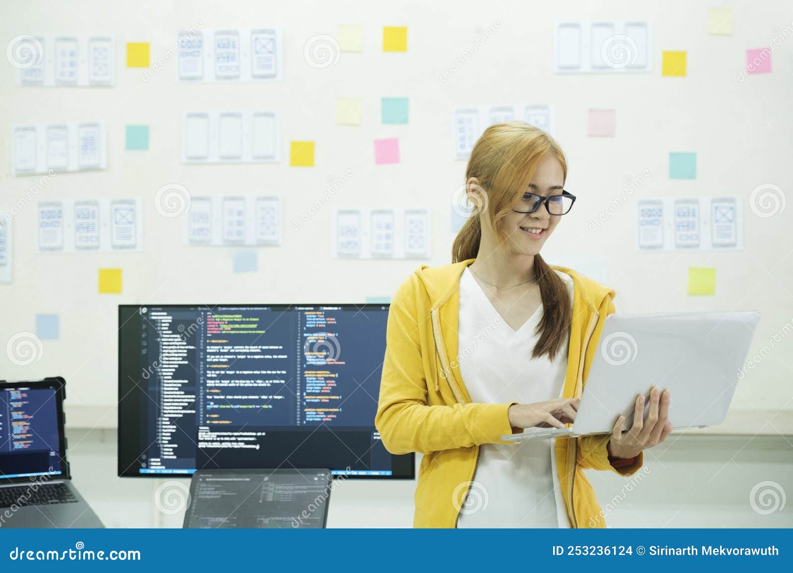 Programmer is Coding and Programming Software. Stock Photo - Image of software, project: 253236124