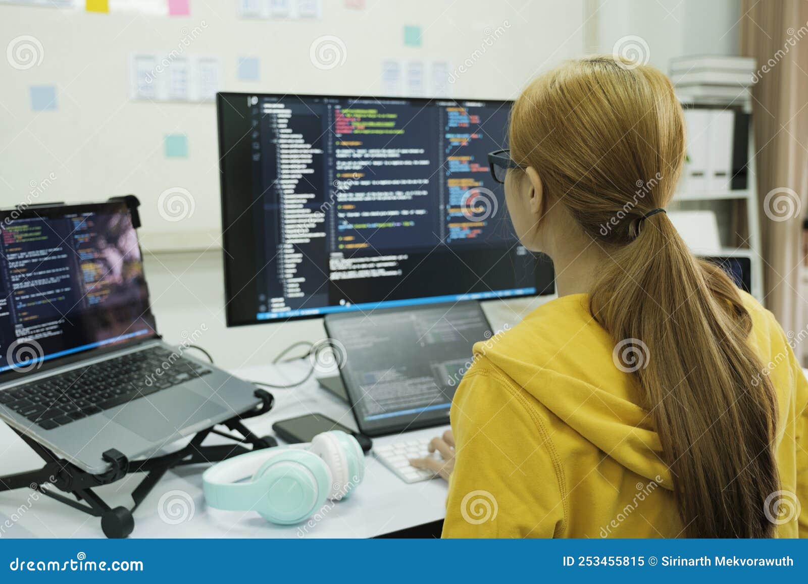 Programmer Is Coding And Programming Software Stock Image Image Of Network Computing 253455815