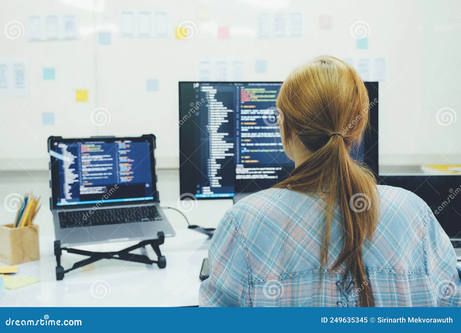 Programmer is Coding and Programming Software. Stock Image - Image of ...