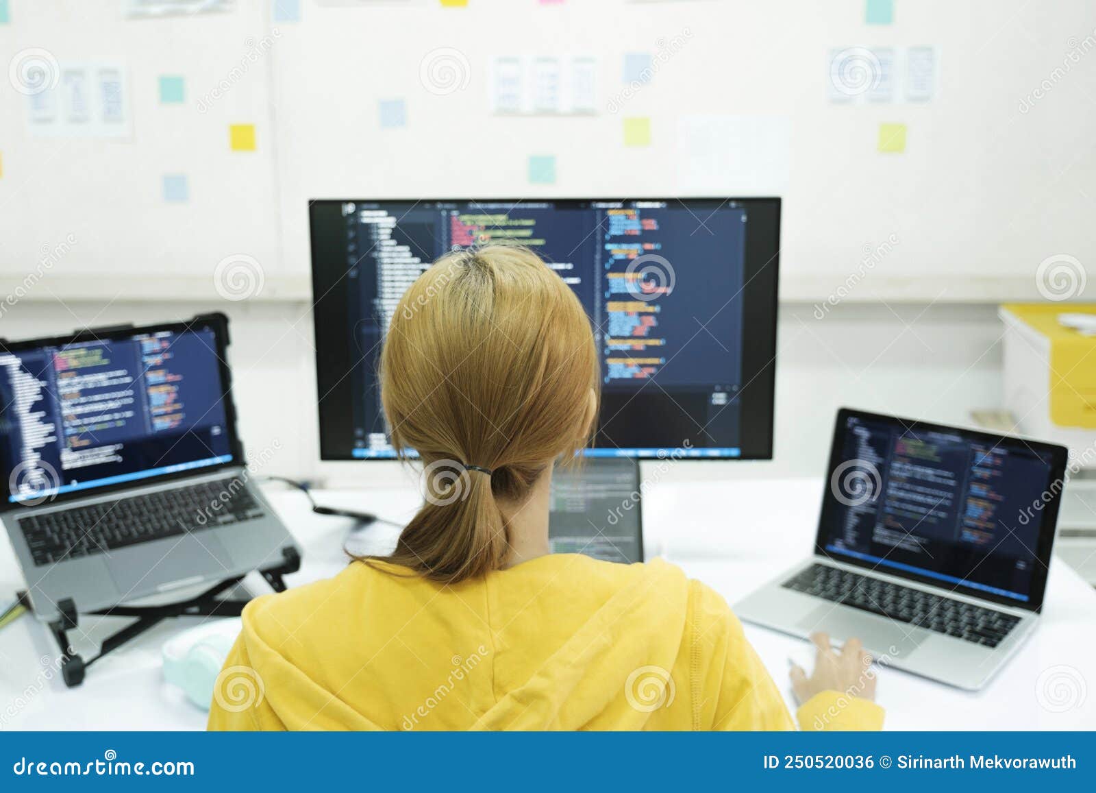 Programmer is Coding and Programming Software. Stock Photo - Image of ...