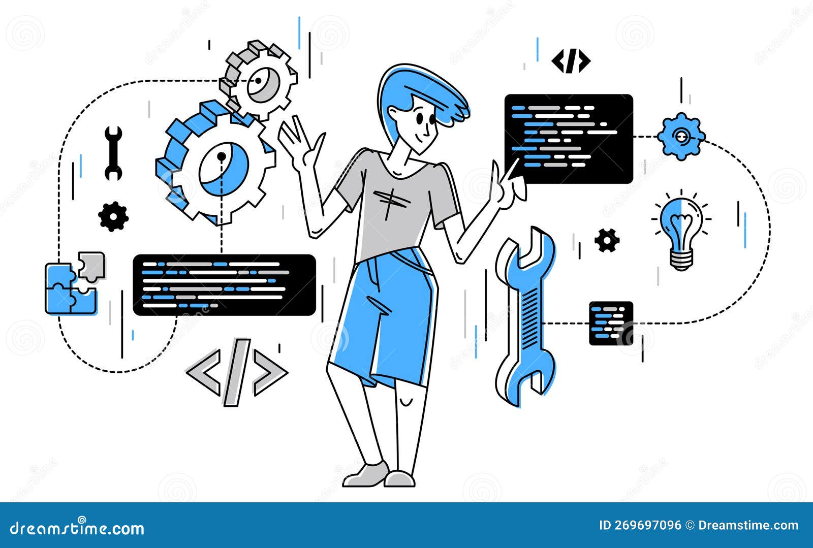 Sysadmin Repairing Hardware Vector Outline Illustration, System ... Sysadmin Repairing Hardware Vector Outline Illustration, System ...