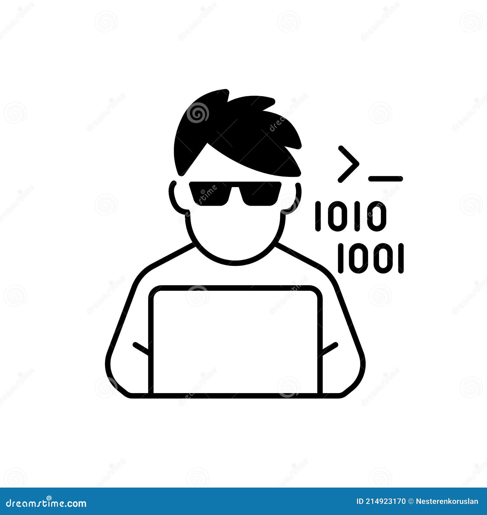 Programmer Computer Expert Black Linear Icon Stock Vector