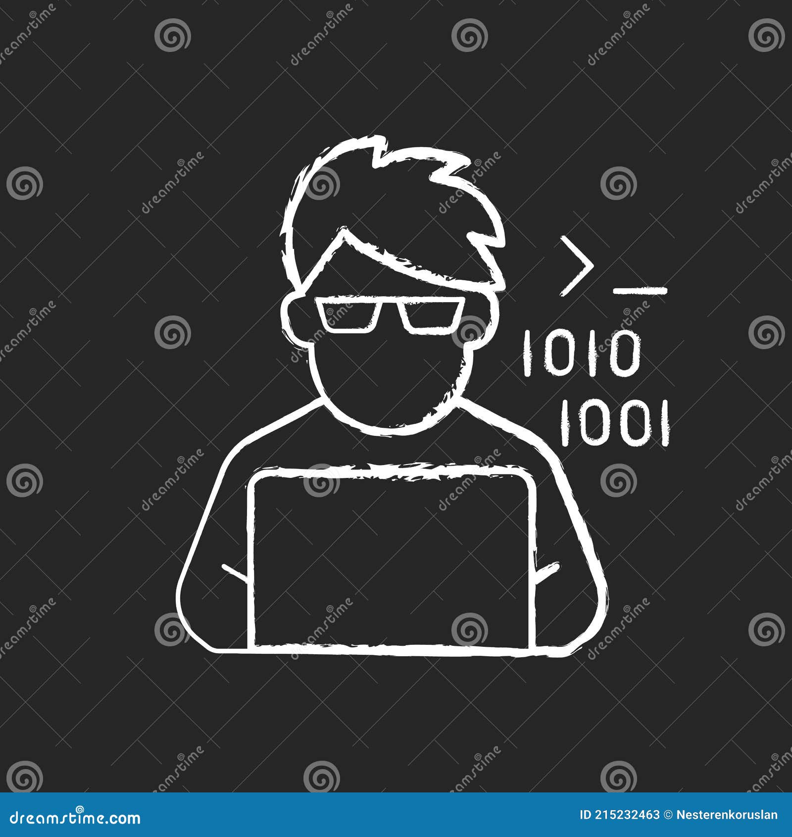 Programmer, Computer Expert Chalk White Icon on Black Background Stock ... Programmer, Computer Expert Chalk White Icon on Black Background Stock ...